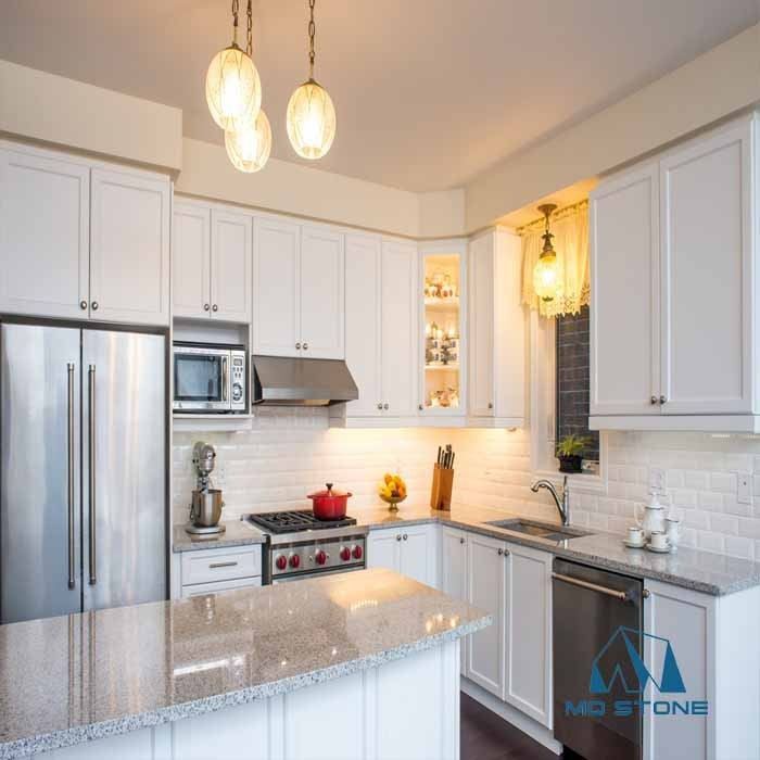 Luna Pearl Granite With White Cabinets